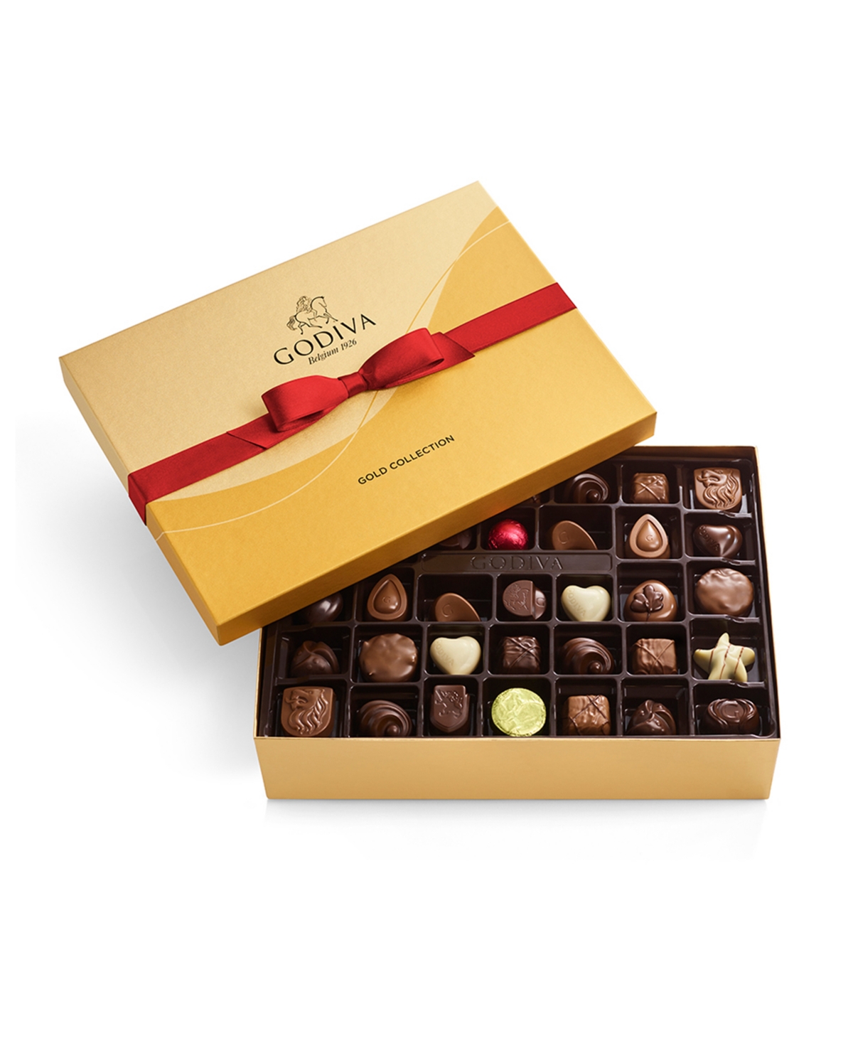 Godiva Assorted Chocolate Gold Gift Box, Red Ribbon, 72 Piece In ...