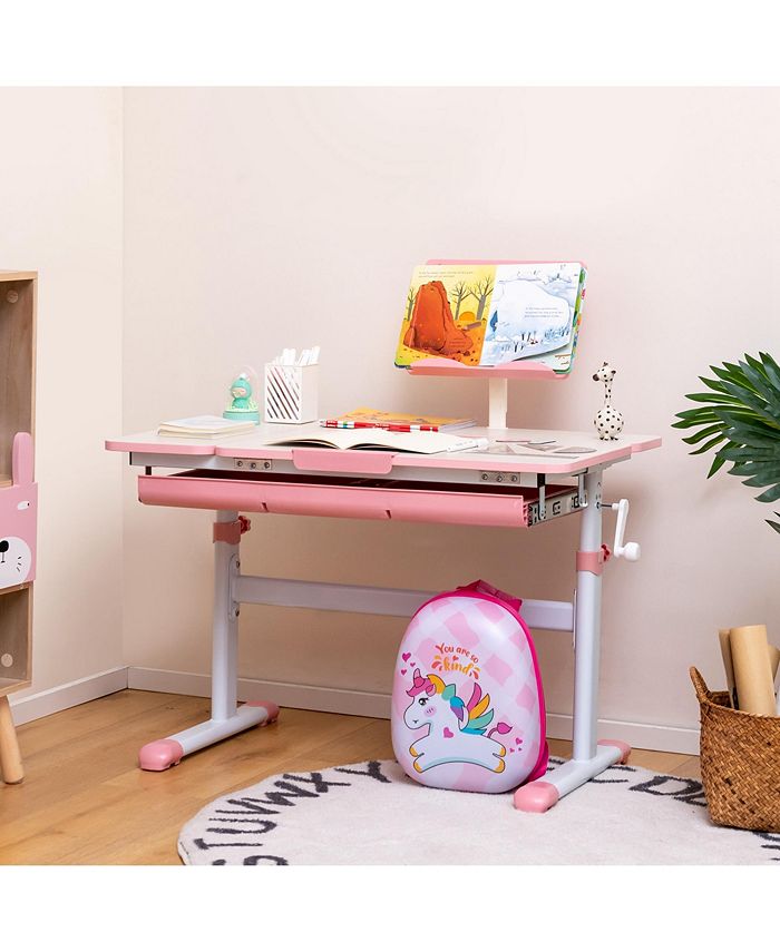Costway Height-Adjustable Kids Desk Children Study Table with Tilt ...