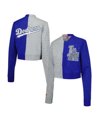 Women's Terez Gray, Royal Los Angeles Dodgers Cropped Button-Up ...