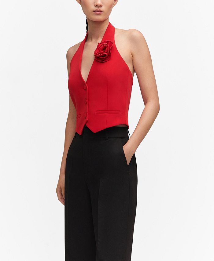 MANGO Women's Floral Applique Vest - Macy's