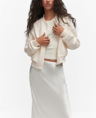 MANGO Women's Tweed-Look Bomber Jacket - Macy's