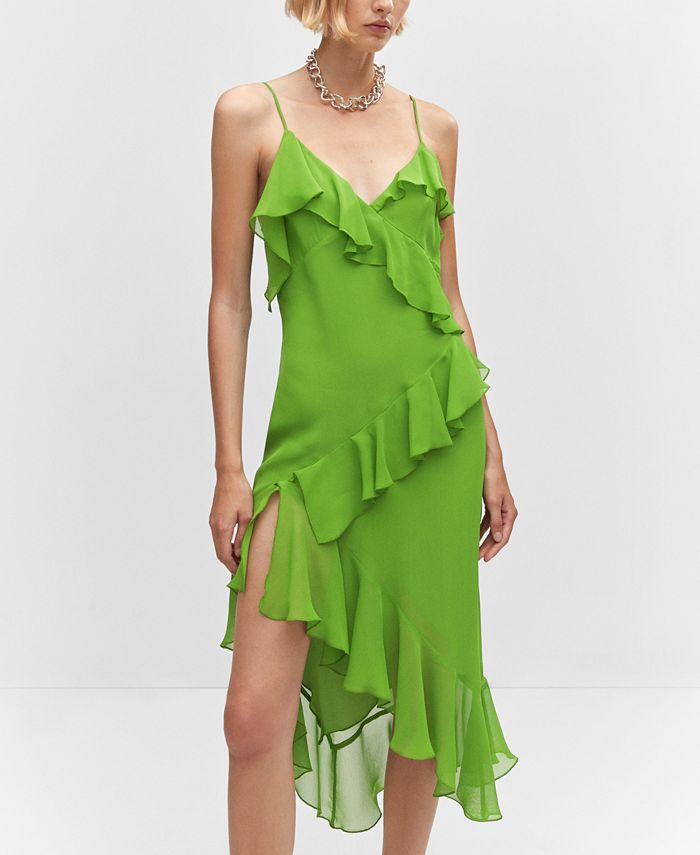 MANGO Women's Asymmetric Ruffled Dress - Macy's