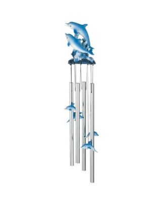23" Long Dolphin Swimming on Wave Round Top Wind Chime Marine Life - Macy's