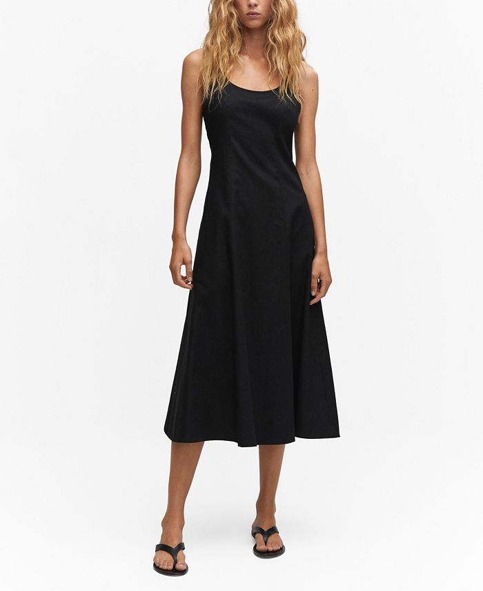 MANGO Women's Back Opening Linen Dress - Macy's
