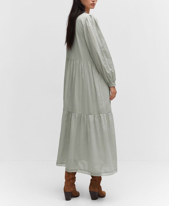 MANGO Women's Lace Detail Long Dress - Macy's