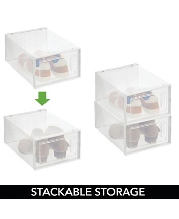 mDesign Plastic Stackable Closet Shoe Storage Box, Side Opening, 8 Pack ...