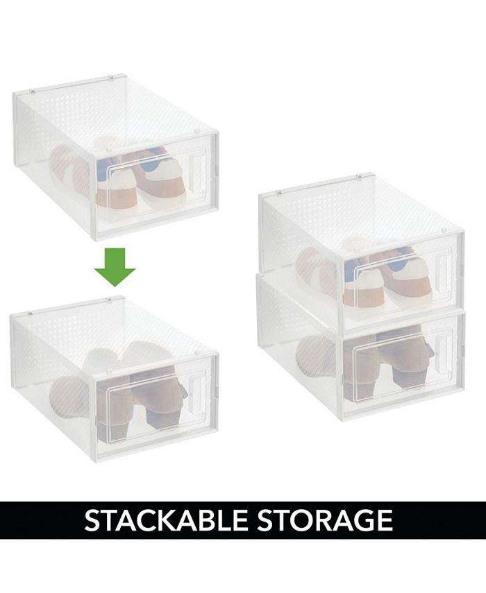 mDesign Plastic Stackable Closet Shoe Storage Box, Side Opening, 8 Pack ...