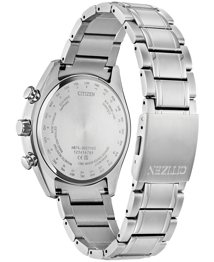 Citizen Men's Tsuki-yomi A-T Chronograph Sport Luxury Eco-Drive Silver-Tone Titanium Bracelet ...
