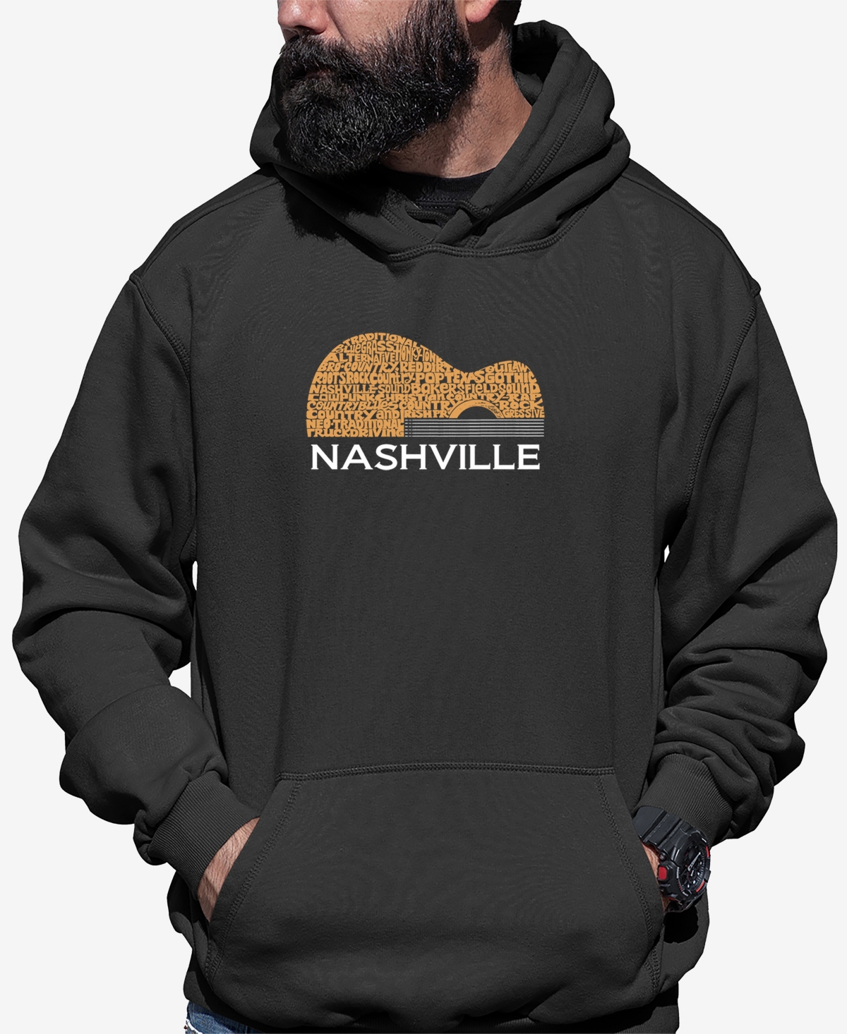 Click here for La Pop Art Mens Nashville Guitar Word Art Hooded S... prices