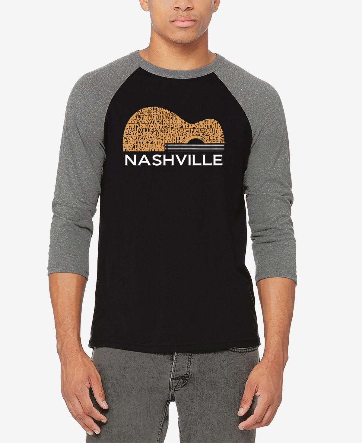 Click here for La Pop Art Mens Nashville Guitar Raglan Baseball W... prices
