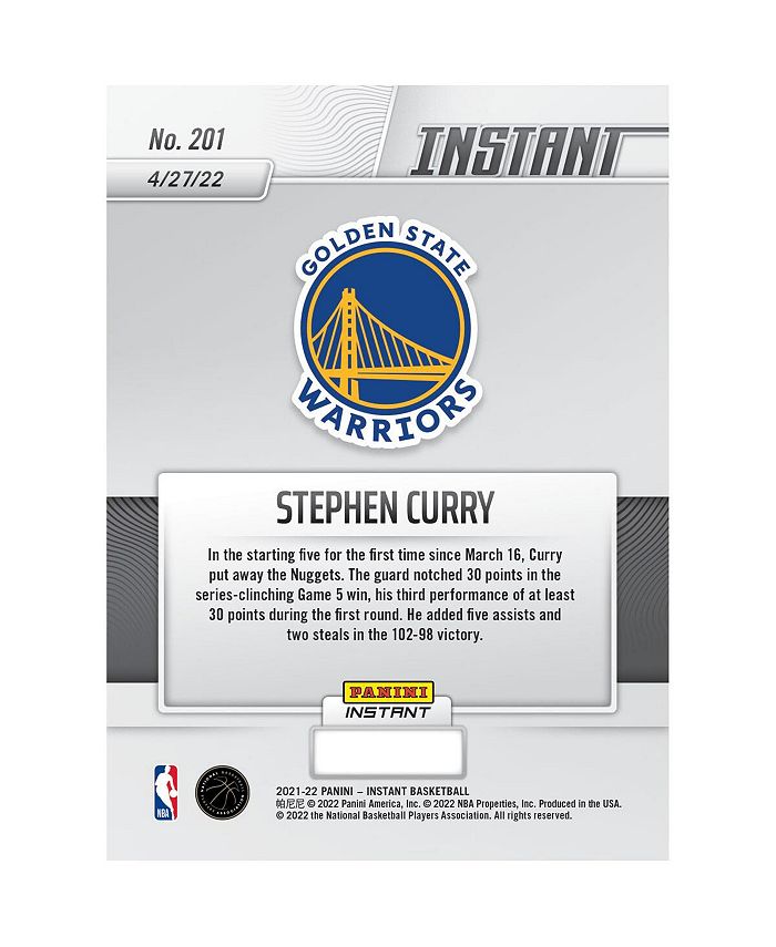 Panini America Stephen Curry Golden State Warriors Parallel Instant ...