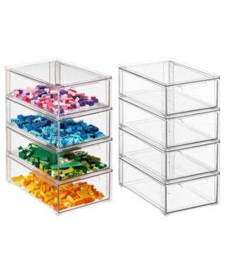 mDesign Plastic Playroom/Gaming Organizer Stacking Bin with Handle ...