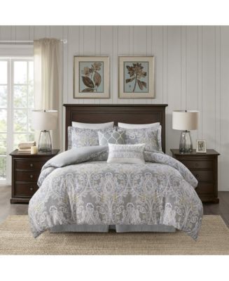 Gracie Mills Brant 6-Piece Damask Cotton Sateen Comforter Set - Macy's