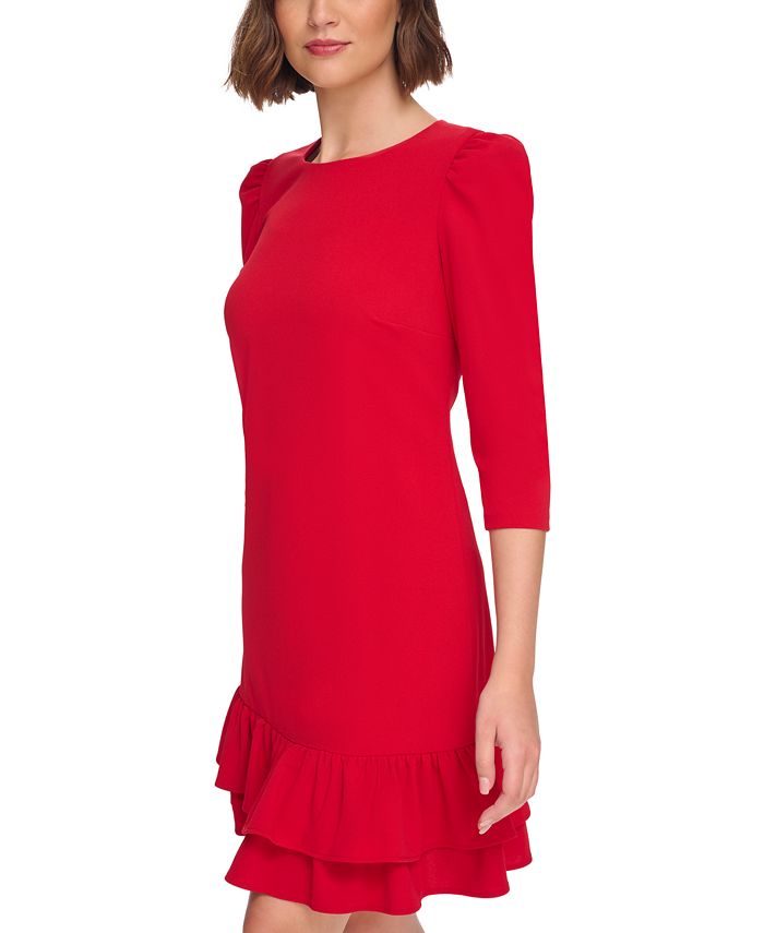 Tommy Hilfiger Womens 3 4 Sleeve Ruffled Hem Dress Macys