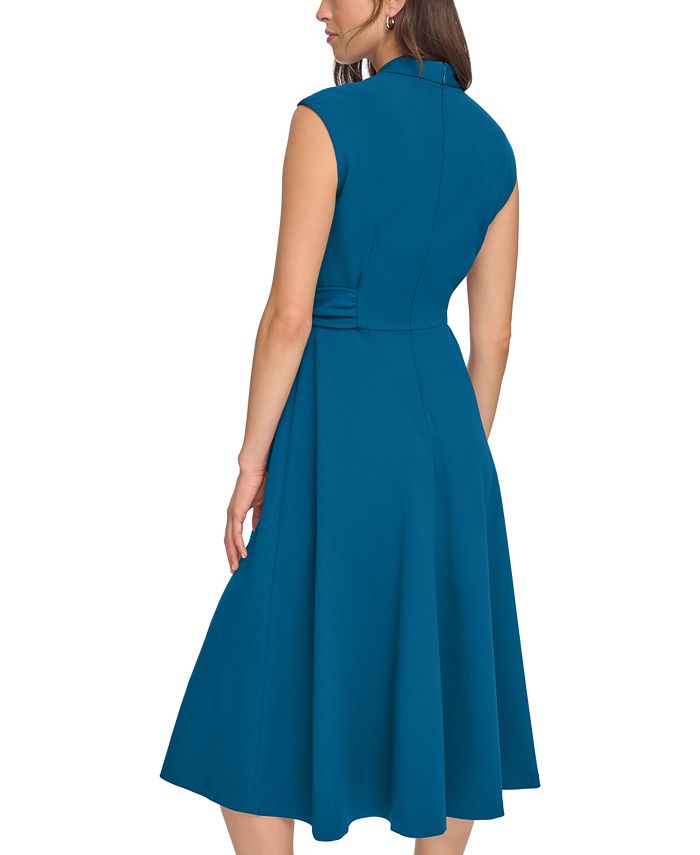 Calvin Klein Womens Mock Neck Sleeveless Belted Midi Dress Macys