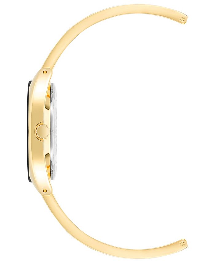 Anne Klein Women's Quartz Gold-Tone Alloy and Black Enamel Bangle Watch ...