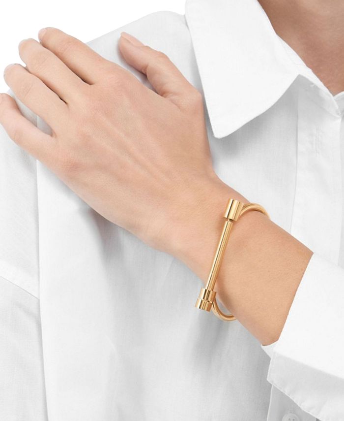 ADORNIA 14k Gold-Plated Screw Closure Bangle Bracelet - Macy's