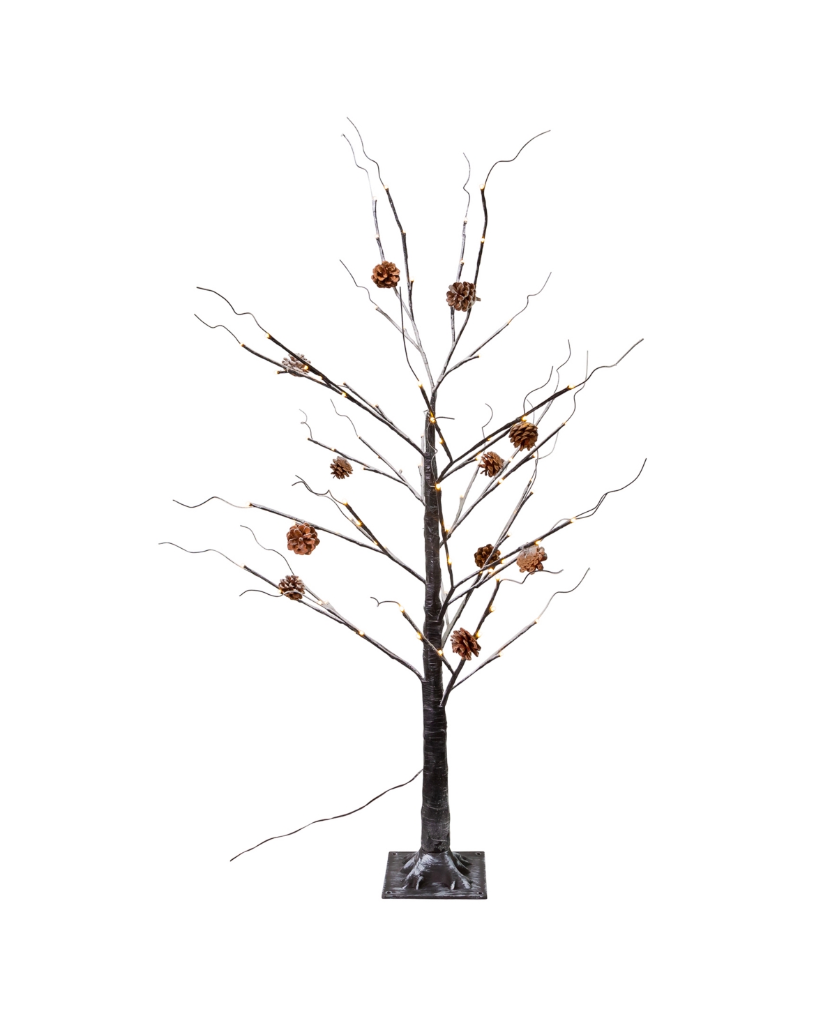 Kurt Adler 4' Warm Led Flocked Twig Tree with Pinecones - Brown | Smart ...