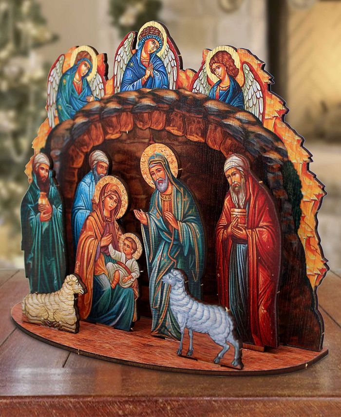 Designocracy Orthodox Nativity Scene Christmas Village 7" Table ...