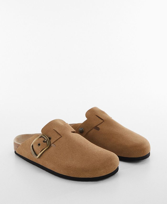 MANGO Women's Buckle Leather Clogs - Macy's