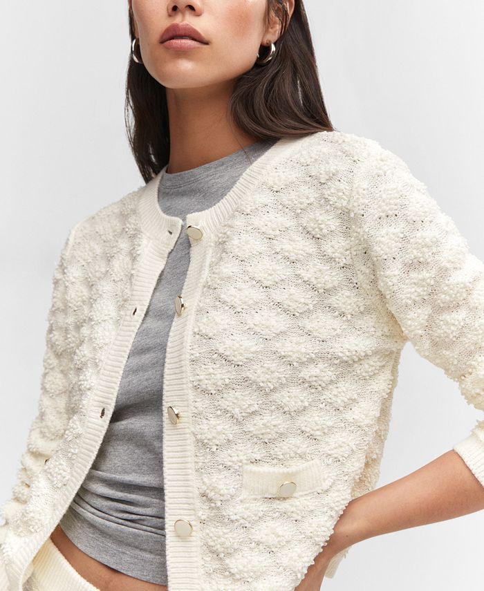 MANGO Women's Textured Button Cardigan - Macy's