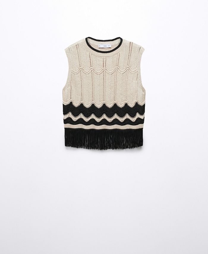 MANGO Women's Fringed Detail Knit Top - Macy's
