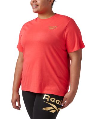 Reebok Plus Size Metallic Logo Cotton T-Shirt - Macy's