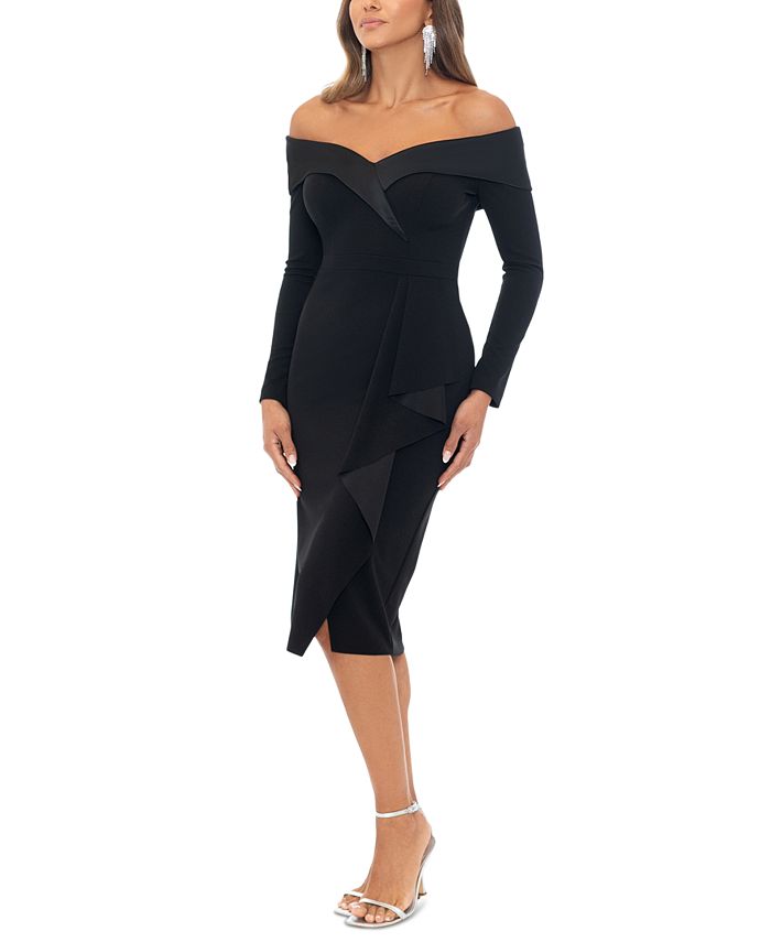 XSCAPE Women's Off-The-Shoulder Scuba Crepe Dress - Macy's