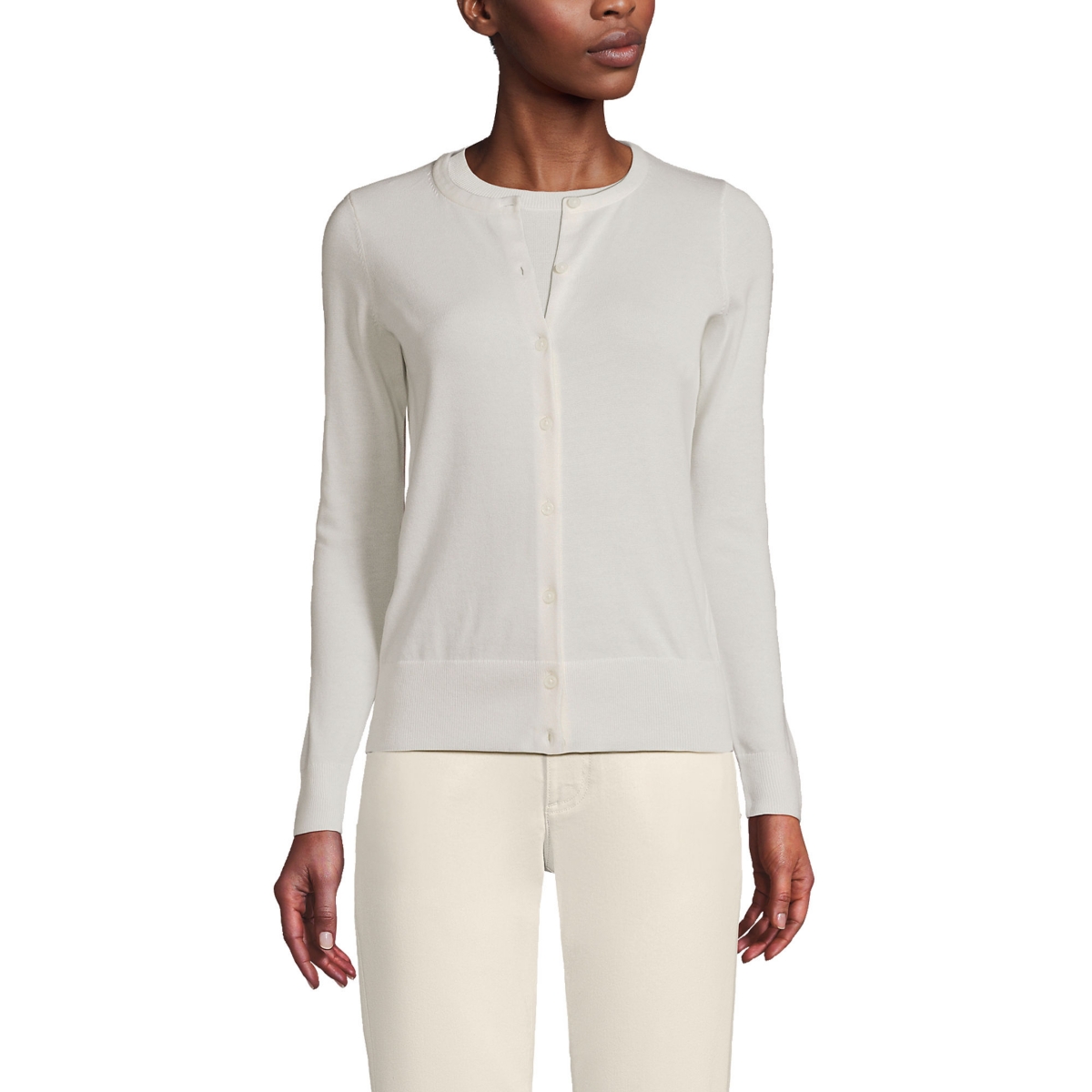 Click here for Lands End Womens Fine Gauge Cotton Cardigan Sweate... prices