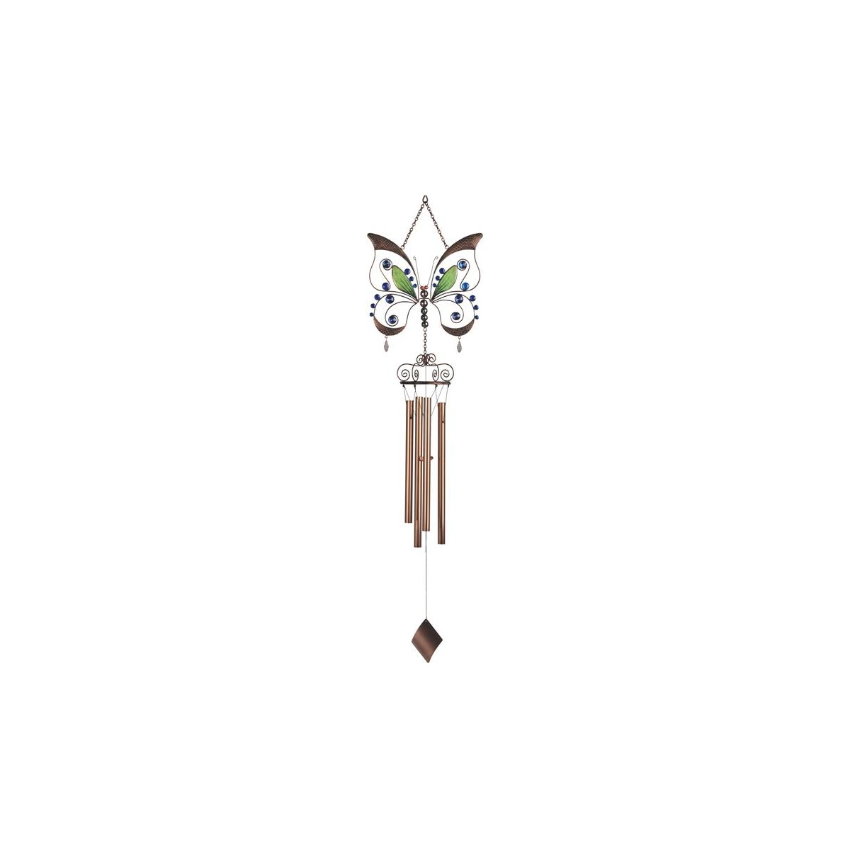 Click here for 33 Long Butterfly Wind Chime with Gem - Bronze prices