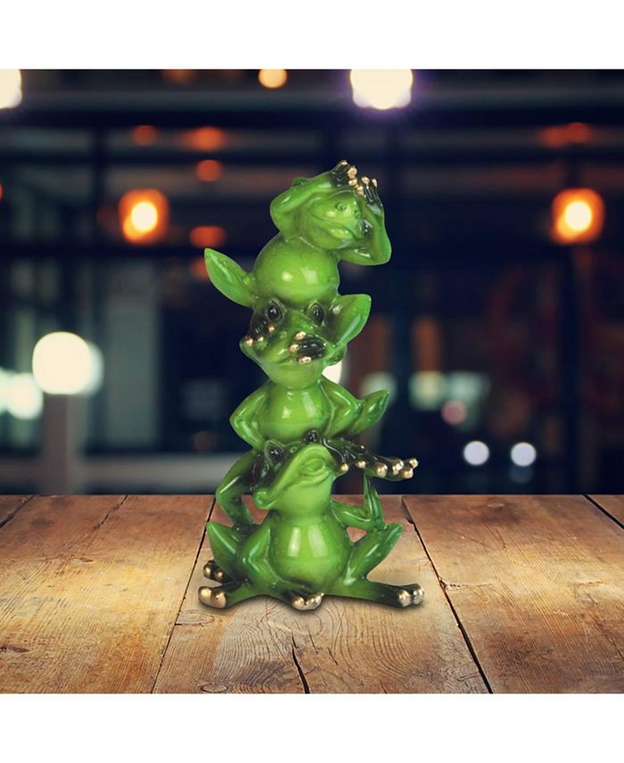 FC Design 6"H Hear-No, See-No, Speak-No Evil Frog Stacked Frogs Statue Animal Decoration ...
