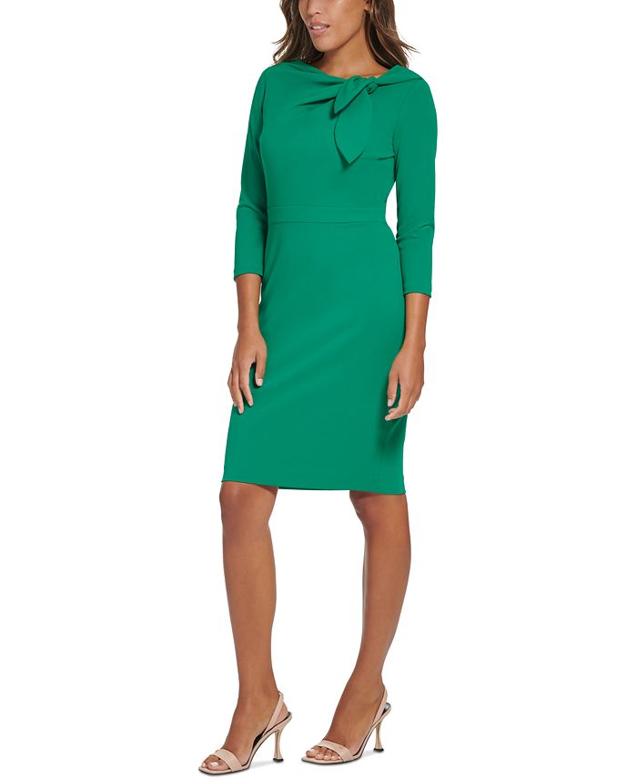 Calvin Klein Women's Bow-Neck Scuba Crepe Sheath Dress - Macy's