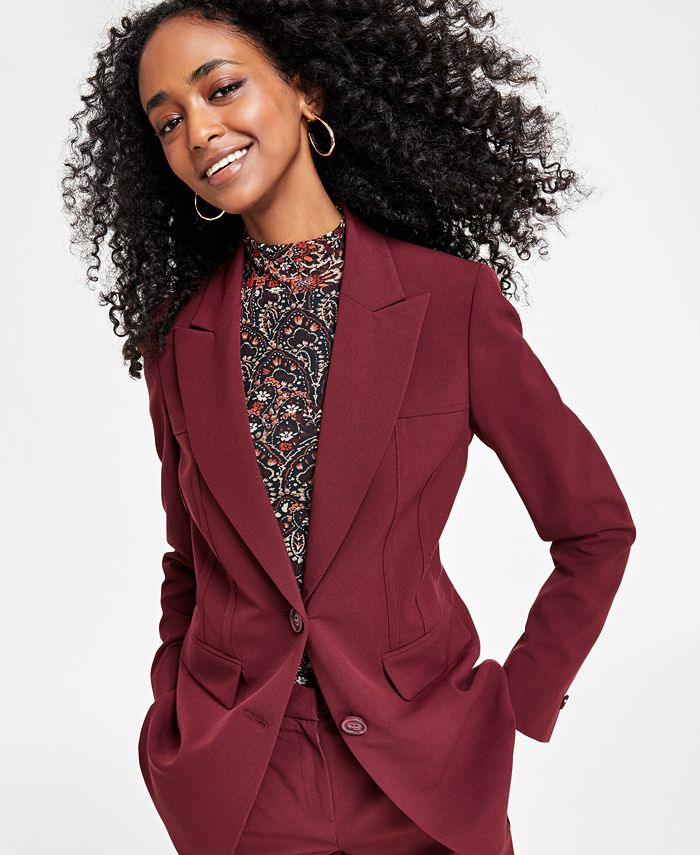 Bar III Women's Bi-Stretch Two-Button Seamed Jacket, Created for Macy's ...