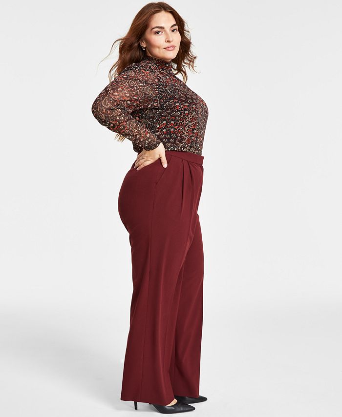 Bar III Plus Size High-Rise Wide-Leg Pants, Created for Macy's - Macy's