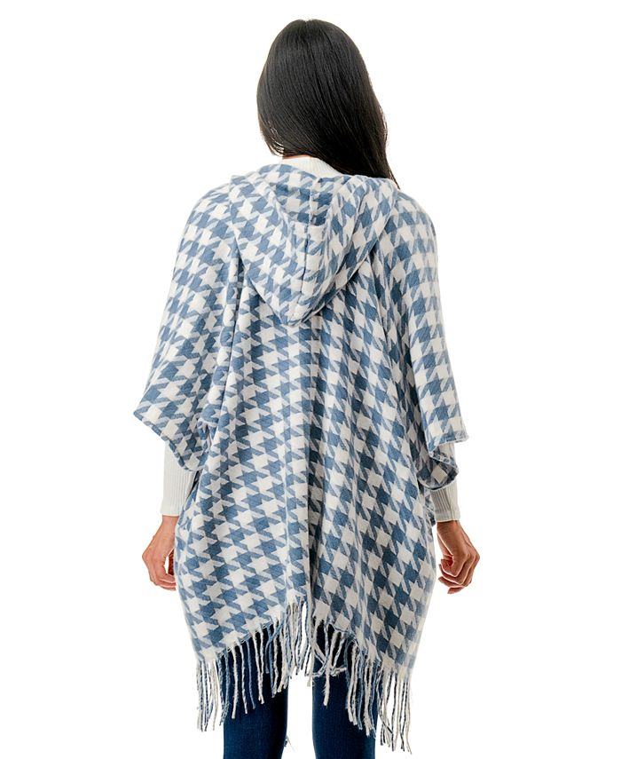 Marcus Adler Hooded Houndstooth Ruana Scarf - Macy's