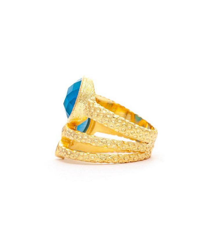 Rivka Friedman Turquoise Crystal and Cubic Zirconia Stack Band Ring ...
