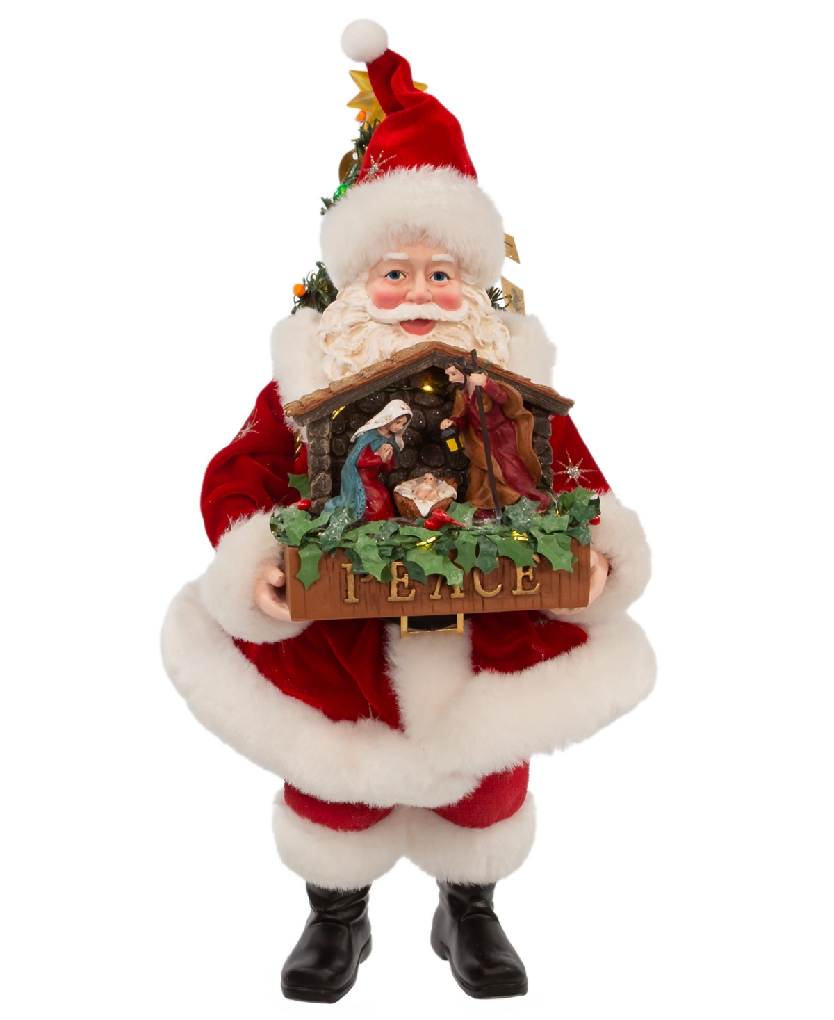 Kurt Adler 13" Fabriche Battery-operated Led Santa With Nativity Set In ...