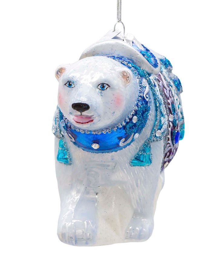Kurt Adler 7" Bellissimo Glass Polar Bear Ornament - Macy's