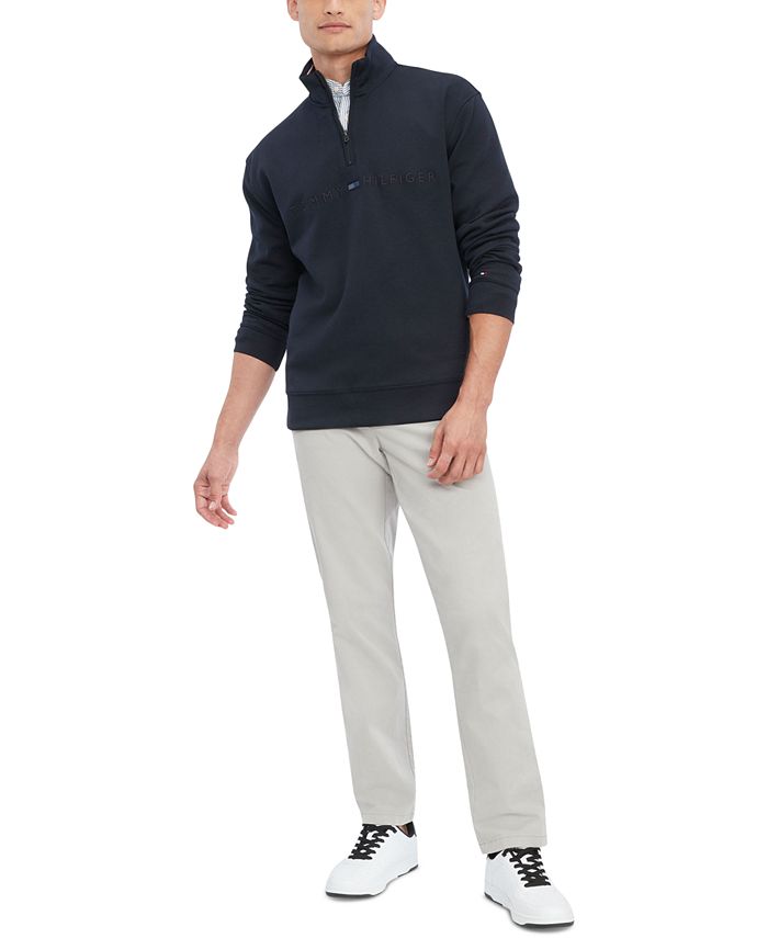 Tommy Hilfiger Men's Mock-Neck Quarter-Zip Interlock Fleece Pullover ...