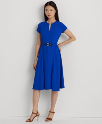 Lauren Ralph Lauren Women's Belted Georgette Dress - Macy's