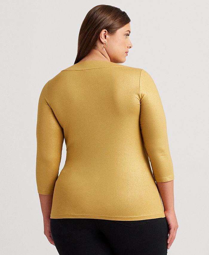 Lauren Ralph Lauren Plus Size Shimmer Surplice Top - Macy's