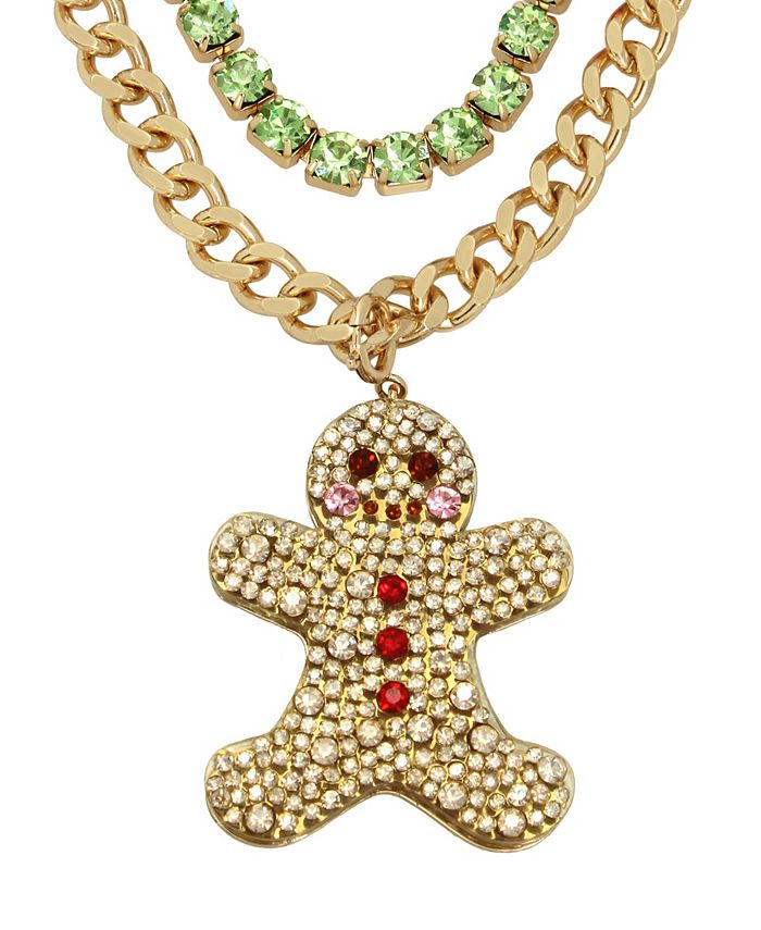 Betsey Johnson Faux Stone Gingerbread Convertible Ornament Necklace ...
