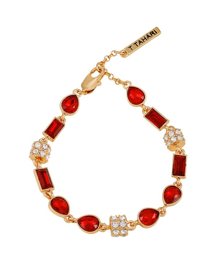 T Tahari Gold-Tone & Glass Stone Line Bracelet - Macy's