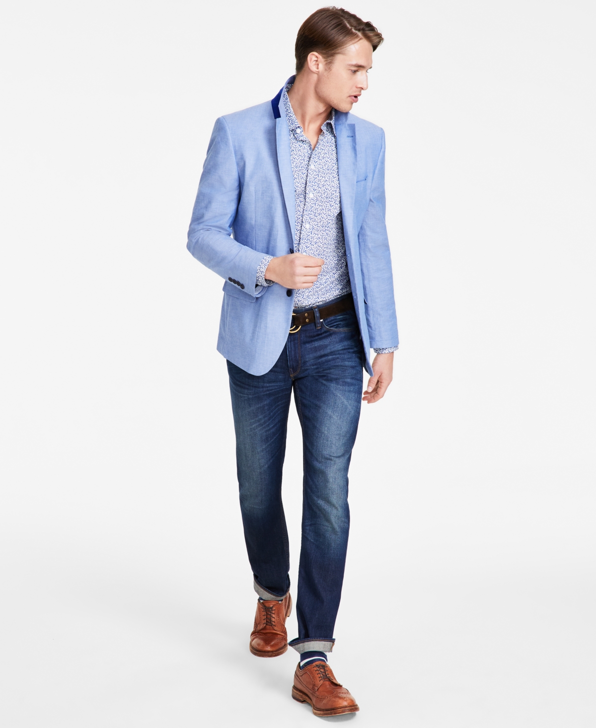 Click here for Nautica Mens Modern-Fit Chambray Sport Coat - Blue prices