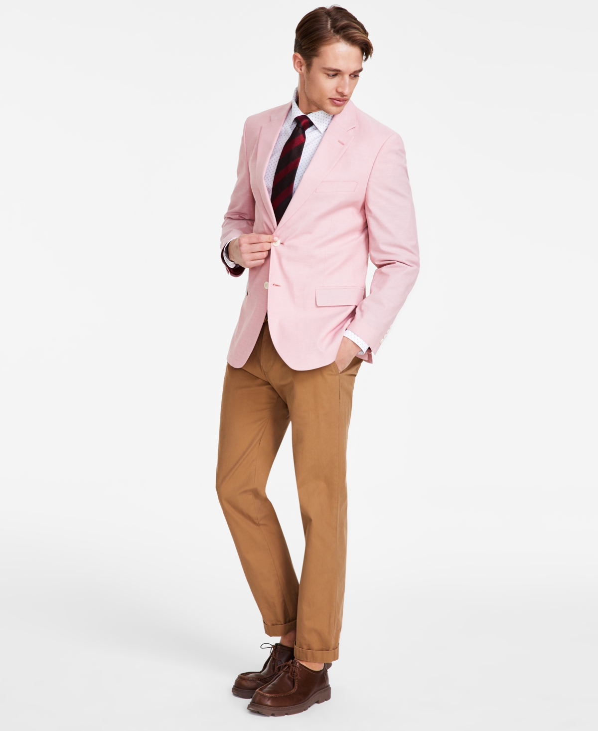 Click here for Nautica Mens Modern-Fit Chambray Sport Coat - Pink prices