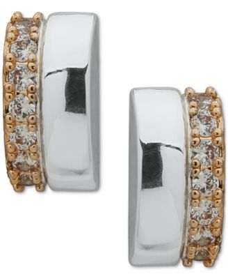 Anne Klein Two-Tone Pavé Crystal Bar Stud Earrings - Macy's