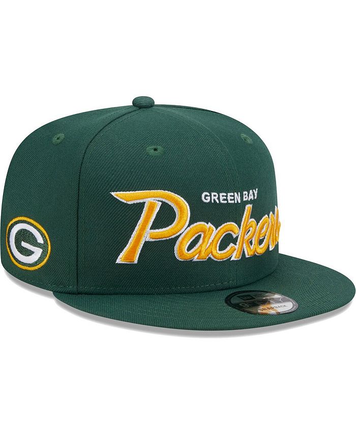 New Era Men's Green Green Bay Packers Main Script 9FIFTY Snapback Hat ...