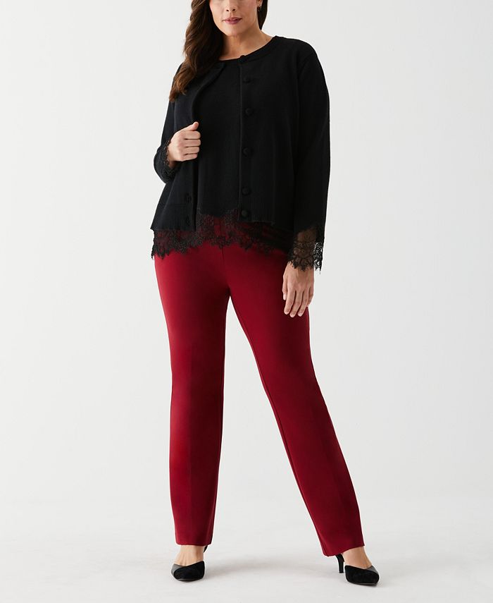 ELLA Rafaella Plus Size Lace Trim Long Sleeve Button Cardigan Sweater ...
