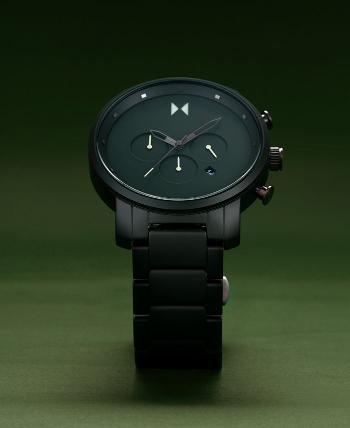 MVMT Men's Chrono Ceramic Matte Olive Green Ceramic Bracelet Watch 45mm ...