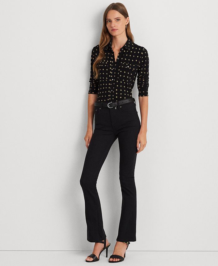 Lauren Ralph Lauren Womens Geo Print Stretch Jersey Shirt Macys